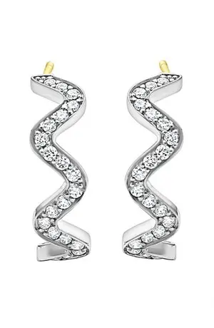 Lagos Caviar Spark Diamond Wave Hoop Earrings