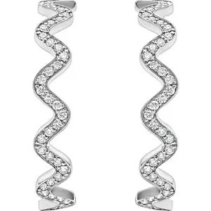Lagos Caviar Spark Diamond Wave Hoop Earrings - Silver