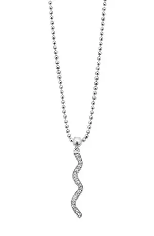 Lagos Caviar Spark Diamond Wave Pendant Necklace