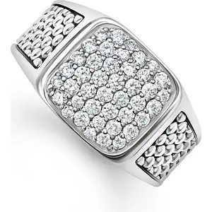 Lagos Anthem Diamond Signet Ring - Silver