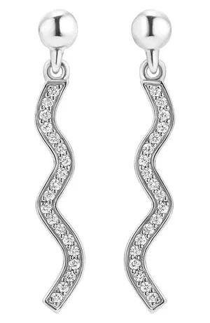 Lagos Caviar Spark Diamond Wave Drop Earrings - Silver