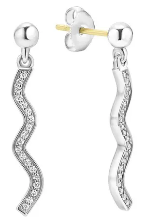 Lagos Caviar Spark Diamond Wave Drop Earrings