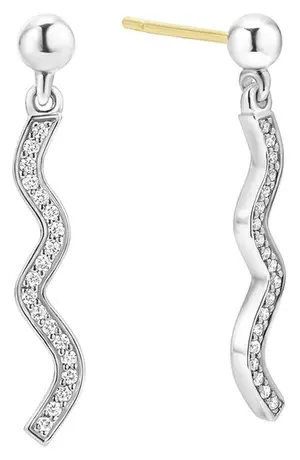 Lagos Caviar Spark Diamond Wave Drop Earrings