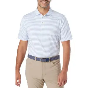 FAIR HARBOR Compass Print Polo - Light Blue Stripe