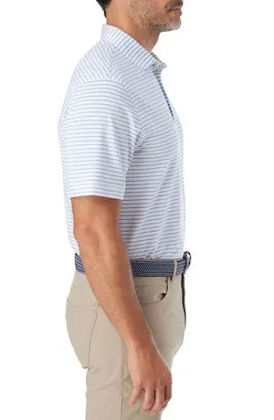 FAIR HARBOR Compass Print Polo - Light Blue Stripe
