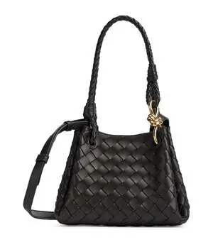 Bottega Veneta Small Leather Parachute Shoulder Bag - Black