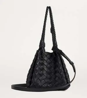 Bottega Veneta Small Leather Parachute Shoulder Bag - Black