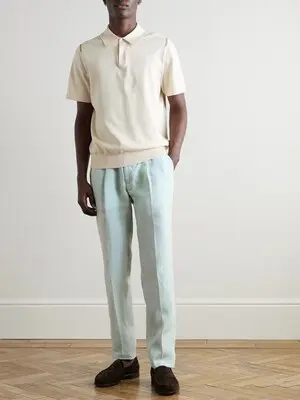 Rubinacci Straight-leg Linen Drawstring Trousers
