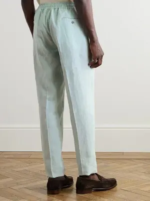 Rubinacci Straight-leg Linen Drawstring Trousers