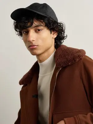 Mr P. Leather-trimmed Brushed Cotton-twill Baseball Cap