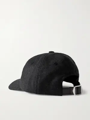 Mr P. Leather-trimmed Brushed Cotton-twill Baseball Cap