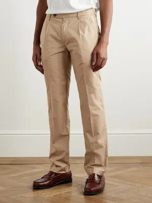 Massimo Alba Slim-fit Straight-leg Pleated Trousers - Brown