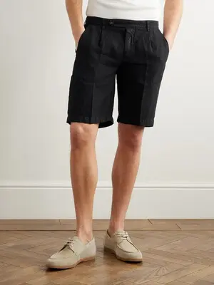 Massimo Alba Alaccia Straight-leg Pleated Linen Shorts