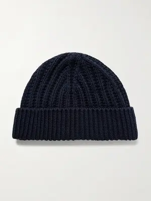 Loro Piana Moltrasio Ribbed Cotton Beanie - Blue
