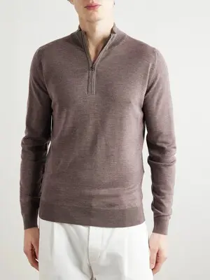 John Smedley Tapton Slim-fit Merino Wool Half-zip Sweater - Neutrals