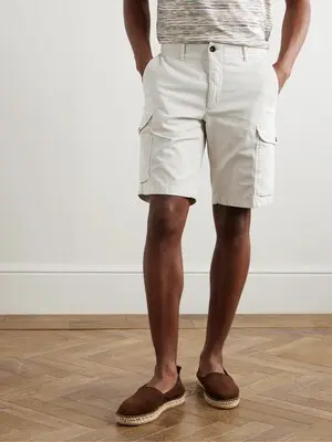 SLOWEAR Straight-leg Textured Cotton-blend Cargo Shorts