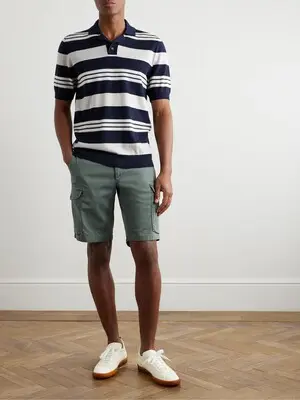 SLOWEAR Straight-leg Textured Cotton-blend Cargo Shorts