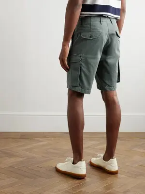 SLOWEAR Straight-leg Textured Cotton-blend Cargo Shorts