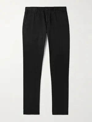 SLOWEAR Incotex Slim-fit 'panama' Stretch-cotton Canvas Trousers - Black