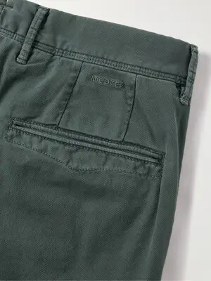 SLOWEAR Slim-fit Panama Stretch-cotton Canvas Trousers - Green