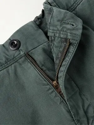 SLOWEAR Slim-fit Panama Stretch-cotton Canvas Trousers - Green