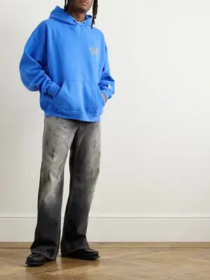 GALLERY DEPT. 90's Oversized Logo-print Hoodie - Blue