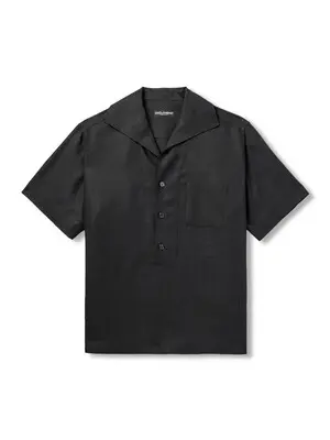 Dolce & Gabbana Camp-collar Linen Half-placket Shirt