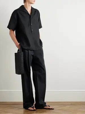 Dolce & Gabbana Camp-collar Linen Half-placket Shirt