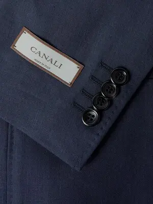 Canali Kei Linen And Wool-blend Suit Jacket - Blue