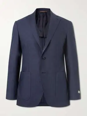 Canali Canali - Kei Linen And Wool-Blend Suit Jacket - Men - Blue  Navy