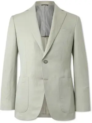 Canali Kei Unstructured Linen And Silk-blend Blazer
