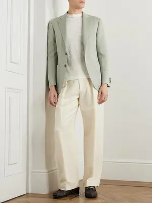 Canali Kei Unstructured Linen And Silk-blend Blazer