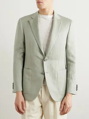 Canali Kei Unstructured Linen And Silk-blend Blazer