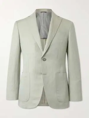 Canali Kei Unstructured Linen And Silk-blend Blazer