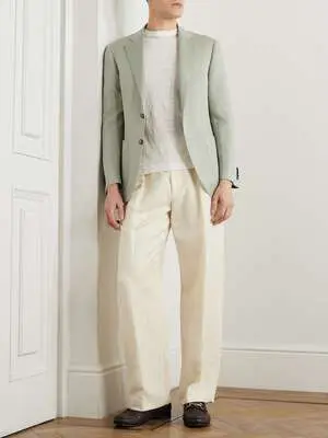 Canali Kei Unstructured Linen And Silk-blend Blazer
