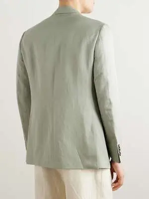 Canali Kei Unstructured Linen And Silk-blend Blazer