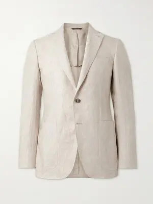 Canali Kei Linen Suit Jacket - Neutrals