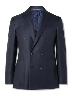 Canali Unstructured Wool, Silk And Linen-blend Blazer - Blue