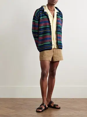 BODE Riverbank Striped Crocheted Cotton Shirt