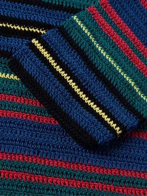BODE Riverbank Striped Crocheted Cotton Shirt