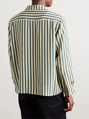 BODE Trillium Camp-collar Appliquéd Striped Silk Shirt