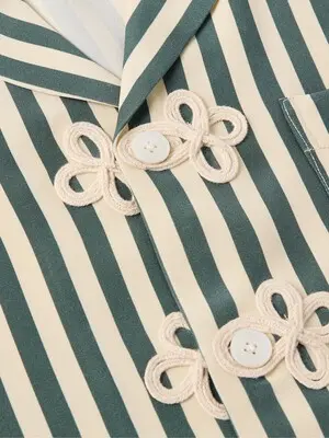 BODE Trillium Camp-collar Appliquéd Striped Silk Shirt