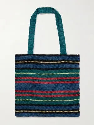 BODE Riverbank Crocheted Cotton Tote Bag - Blue