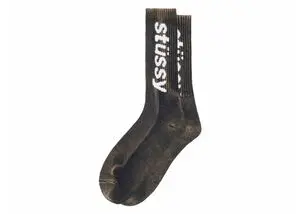StÜssy Washed Helvetica Crew Socks - Black