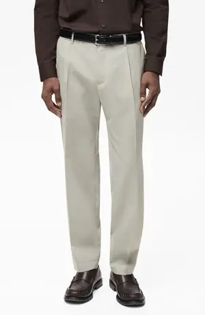 Mango Slim Fit Trousers - Ice Grey