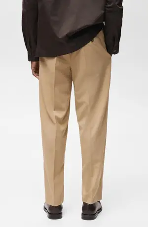 Mango Slim Fit Trousers - Medium Brown