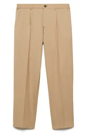Mango Slim Fit Trousers - Medium Brown