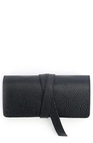 ROYCE NEW YORK Leather Tech Cord Organizer Roll - Black