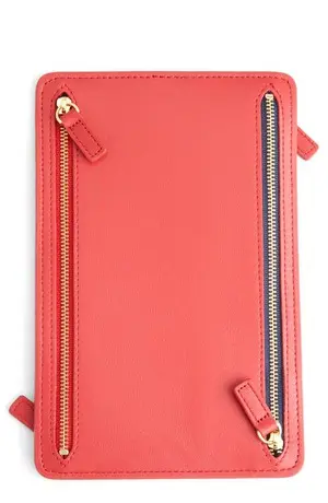 ROYCE NEW YORK Rfid Four Zip Leather Travel Organizer Red