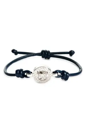 Versace Medusa Leather Bracelet - Navy-palladium